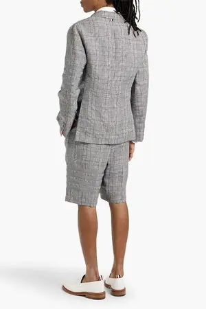 Thom Browne Prince Of Wales Checked Linen-tweed Blazer