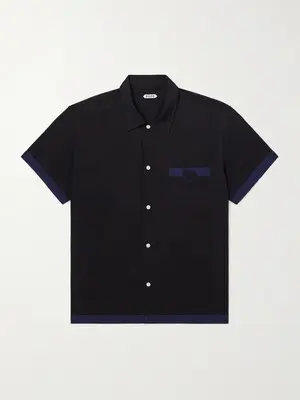 BODE Heart Deco Appliquéd Two-tone Cotton Shirt - Black