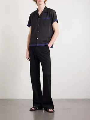 BODE Heart Deco Appliquéd Two-tone Cotton Shirt - Black