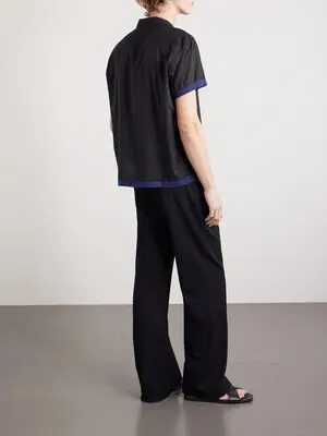 BODE Heart Deco Appliquéd Two-tone Cotton Shirt - Black