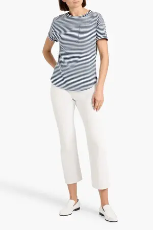 Brunello Cucinelli Striped Cotton-jersey T-shirt With Bead Embellishments - Navy