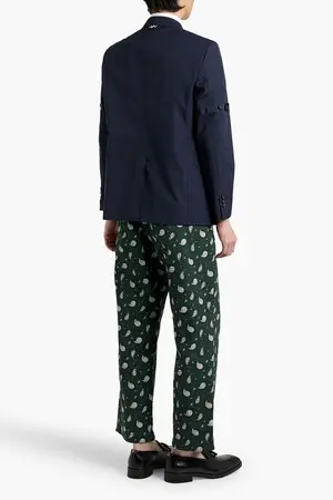 Thom Browne Grosgraintrimmed Woven Blazer - Navy