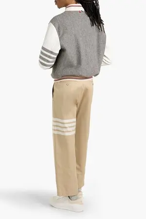 Thom Browne Striped Leather And Wool Bomber Jacket
