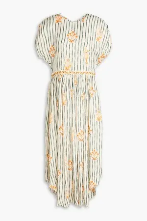 Agua Bendita Aire Herbario Embellished Floral-print Ecovero™-blend Midi Dress - Multicolor