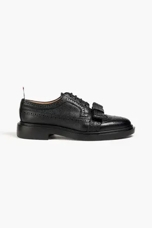 Thom Browne Bowdetailed Pebbledleather Brogues - Black
