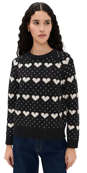 The Great. Heart Print Wool-blend Crewneck Sweater