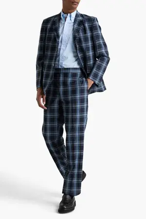 Thom Browne Checked Wool And Linen-blend Suit Pants