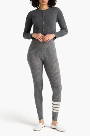 Thom Browne Striped Ribbed Woolblend Leggings