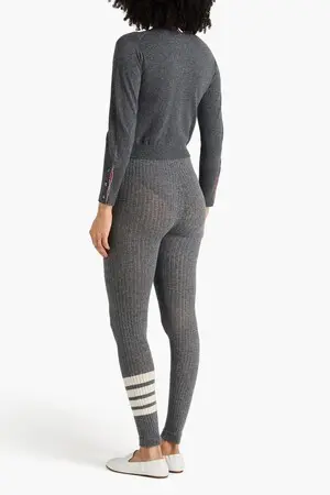 Thom Browne Striped Ribbed Woolblend Leggings