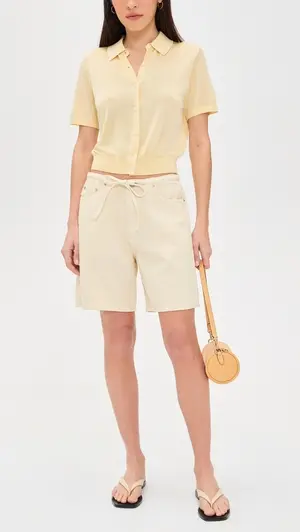 DL1961 Sienna Relaxed Denim Shorts - Ecru Aura