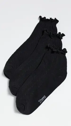 STEMS Pointelle Mid Crew Socks 3 Pack