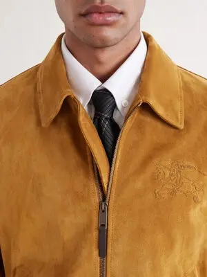 Burberry Logo-appliquéd Suede Harrington Jacket