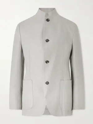 Eleventy Slim-fit Linen Blazer - Green