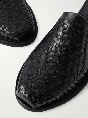 YUKETEN Polanco Woven Leather Mules - Black