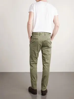 SLOWEAR Slim-fit Tapered Stretch-cotton Gabardine Trousers - Green