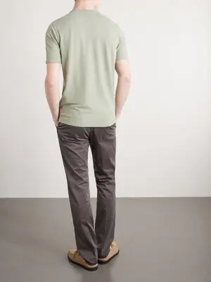 SLOWEAR Slim-fit Tapered Stretch-cotton Gabardine Trousers - Brown