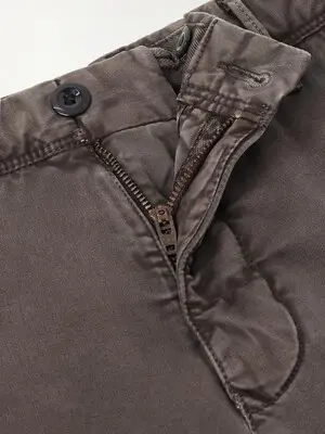 SLOWEAR Slim-fit Tapered Stretch-cotton Gabardine Trousers - Brown