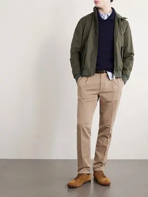 SLOWEAR Tapered Pleated Cotton-blend Gabardine Trousers - Neutrals