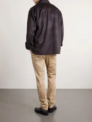 SLOWEAR Slim-fit Tapered Stretch-cotton Gabardine Trousers - Neutrals