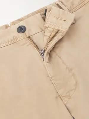 SLOWEAR Slim-fit Tapered Stretch-cotton Gabardine Trousers - Neutrals
