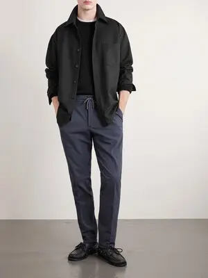 SLOWEAR Tapered Cotton-blend Seersucker Trousers