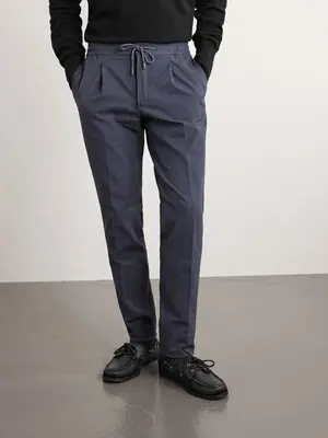SLOWEAR Tapered Cotton-blend Seersucker Trousers