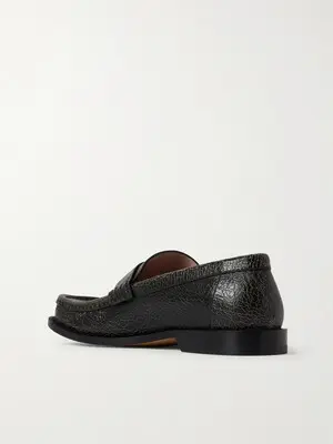 Loewe Campo Cracked-leather Loafers - Black