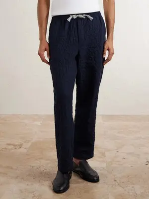 Orlebar Brown Tapered Cotton-blend Drawstring Trousers - Blue