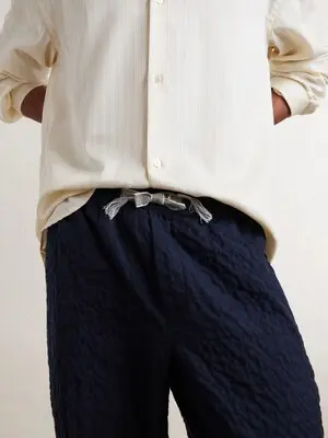 Orlebar Brown Tapered Cotton-blend Drawstring Trousers - Blue