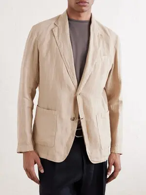 Altea Aaron Garment-dyed Linen Blazer - Neutrals