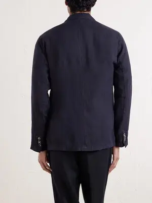 Altea Aaron Garment-dyed Linen Blazer - Blue
