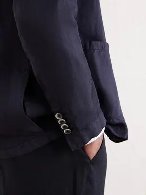 Altea Aaron Garment-dyed Linen Blazer - Blue