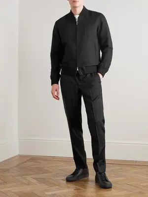 Mr P. Linen And Cotton-blend Bomber Jacket - Black