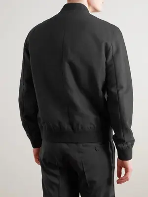 Mr P. Linen And Cotton-blend Bomber Jacket - Black