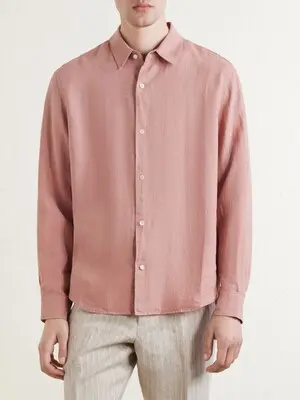 Mr P. Garment-dyed Linen Shirt - Pink