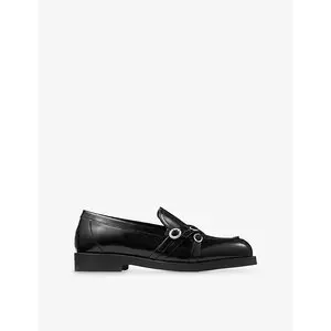 JIMMY CHOO Kalia Polished Leather Loafers - Black