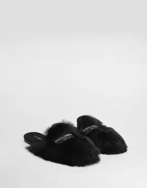 Dolce & Gabbana Shearling And Suede Slippers