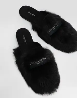 Dolce & Gabbana Shearling And Suede Slippers