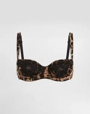 Dolce & Gabbana Leopard-print Satin Balconette Bra With Lace - Stampa Leo
