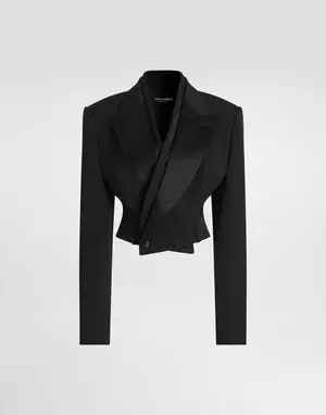 Dolce & Gabbana Sicilia Double-breasted Jacket In Wool Gabardine - Black