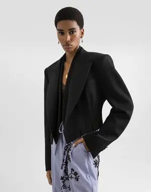 Dolce & Gabbana Sicilia Double-breasted Wool Gabardine Jacket - Black