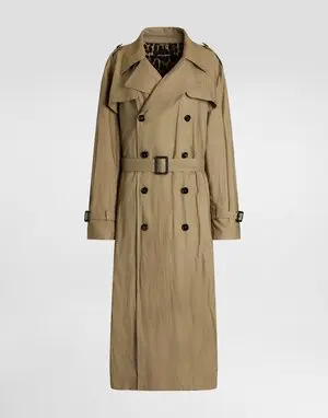 Dolce & Gabbana Wrinkled-effect Cotton Double-breasted Trench Coat - Beige