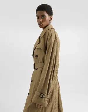Dolce & Gabbana Wrinkled-effect Cotton Double-breasted Trench Coat - Beige