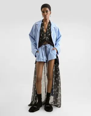 Dolce & Gabbana Violets-print Chiffon Robe Dress