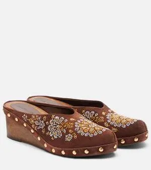Farm Rio Floral Suede Clogs