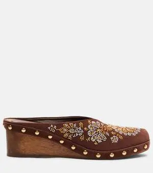 Farm Rio Floral Suede Clogs