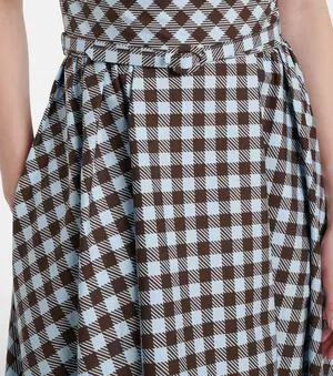 Oscar De La Renta Gingham Cotton-blend Midi Dress - Blue