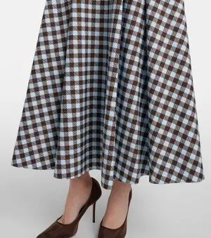 Oscar De La Renta Gingham Cotton-blend Midi Dress - Blue