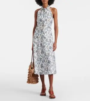 Veronica Beard Mackey Paisley Ramie Midi Dress - Multicoloured