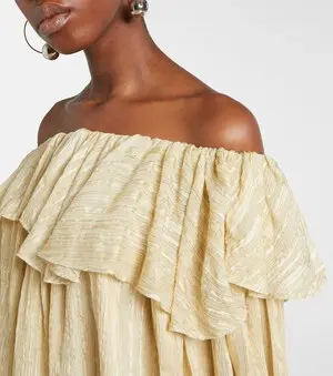 XU ZHI Ruffled Striped Silk-blend Top